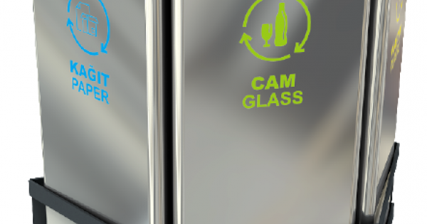 Set 3 cosuri gunoi colectare selectiva, Metal, 26 l/ Recipient